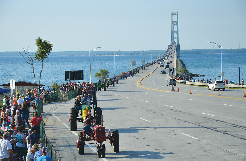 Mackinac Bridge: Antique Tractor Crossing — Michigan Snowmobiler & ORV